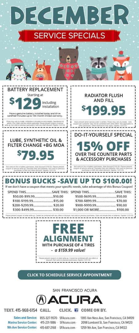 Auto Service Specials | San Francisco Acura near Bay Area