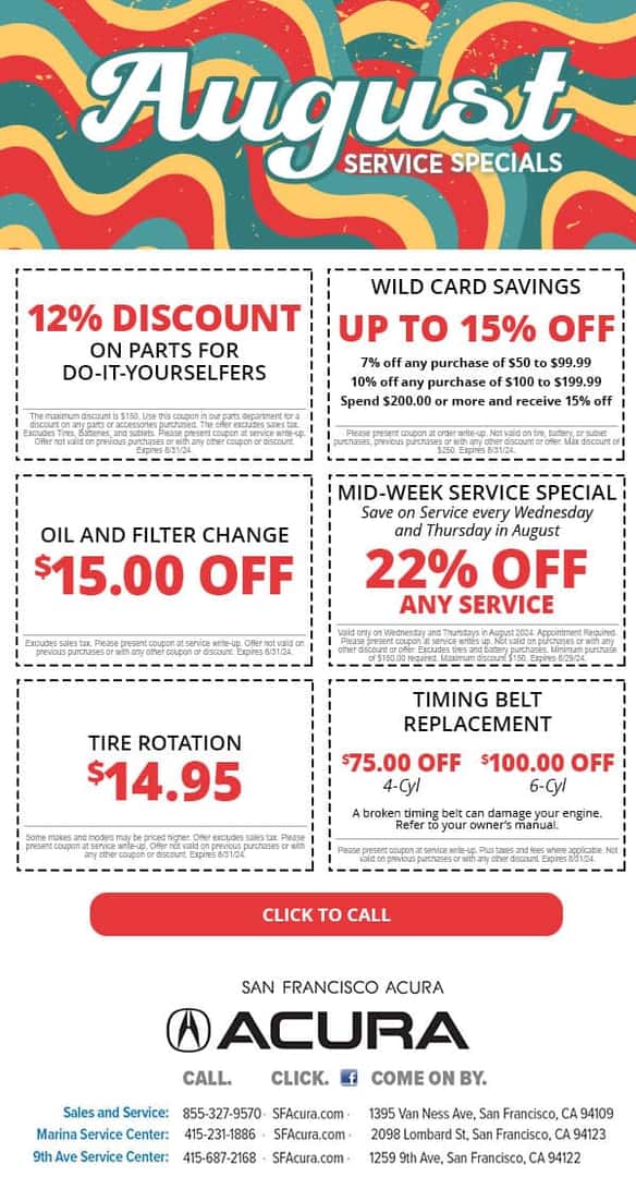 Auto Service Specials | San Francisco Acura near Bay Area